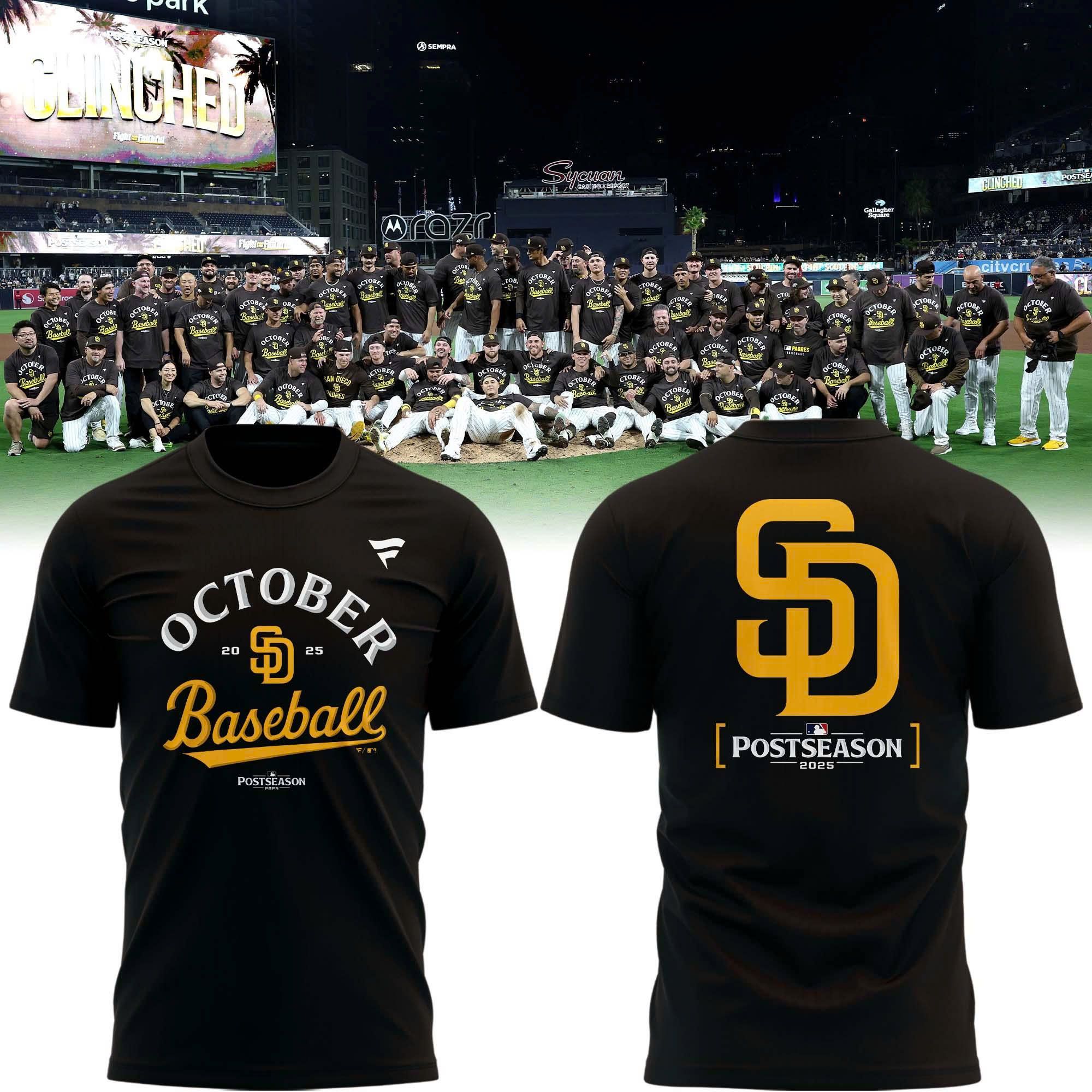SD Padres 2025 MLB Postseason Locker Room T-Shirt - Limited Edition