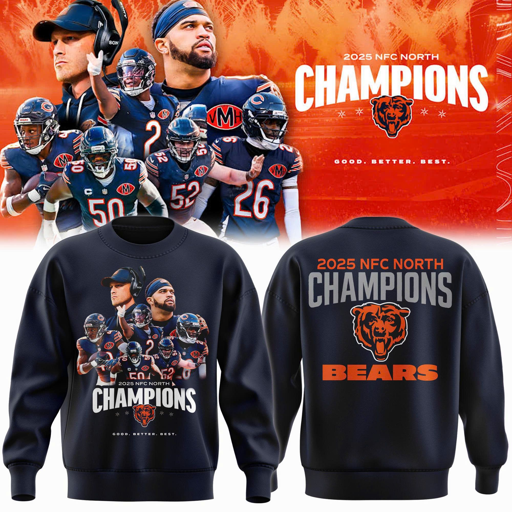 Official Chicago Bears 2025 NFC NORTH Division Champions Logo Sweatshi